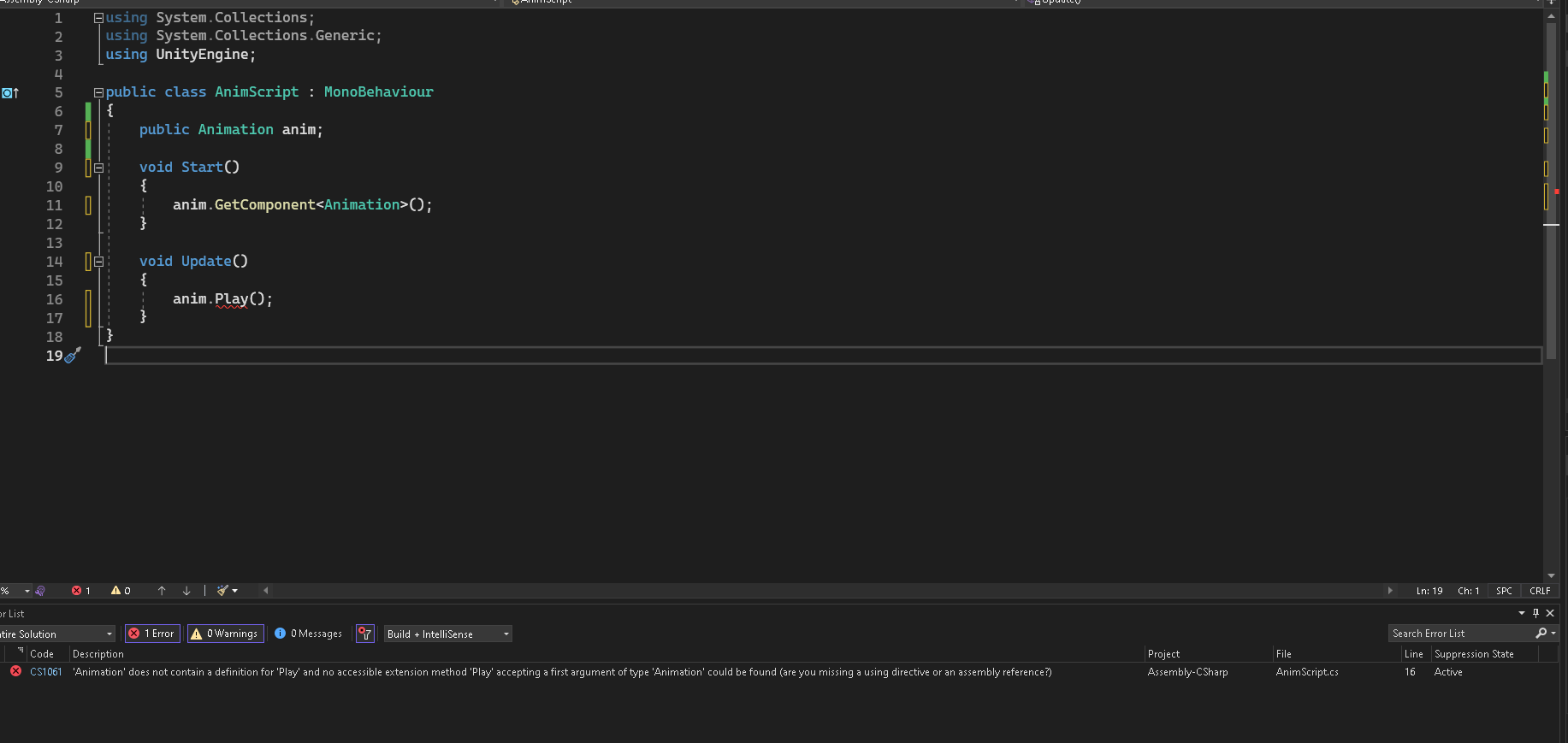 Cs1061 Please Help My Animation Wants To Work Unity Engine Unity Discussions 9464