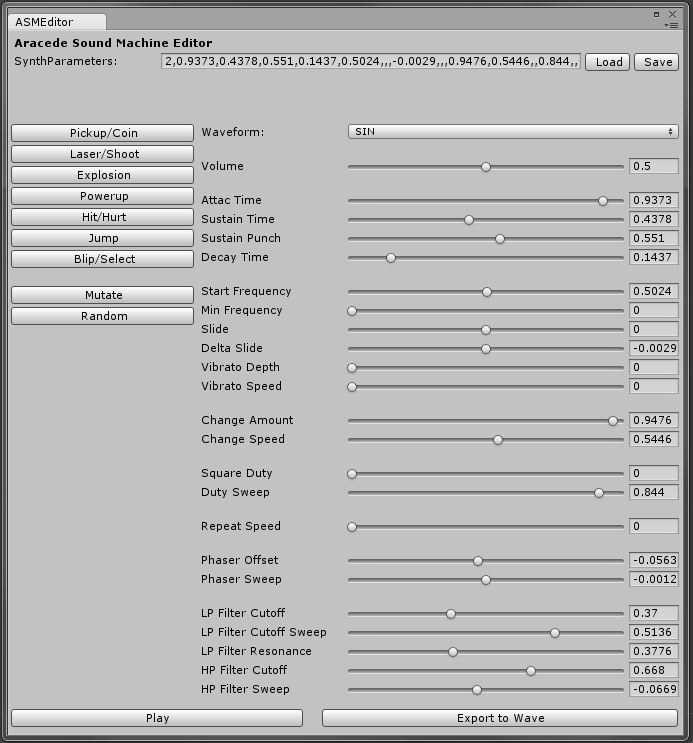 Retro sound generator / editor - ArcadeSoundMachine [RELEASED ...