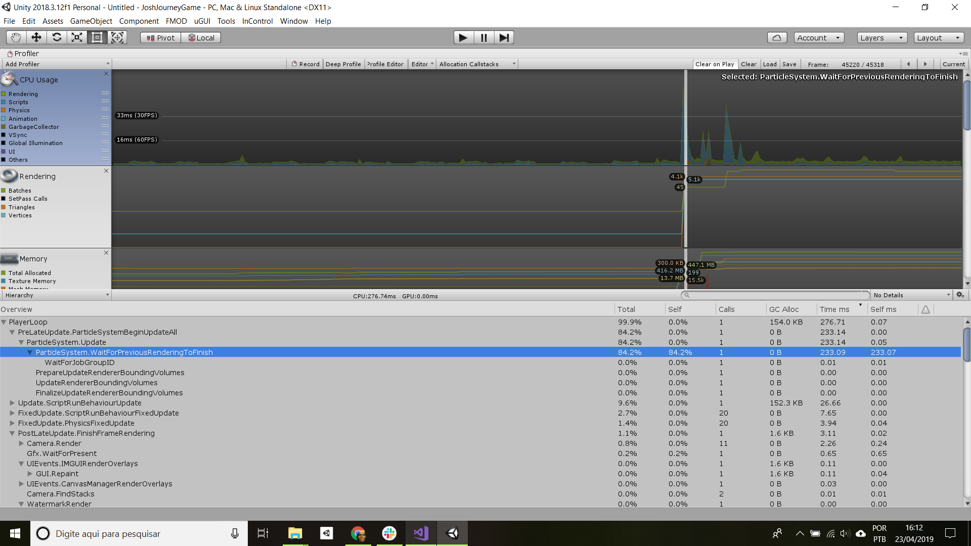 Particle System profiling: What is ParticleSystem.WaitForPreviousRenderingToFinish ? - Unity ...