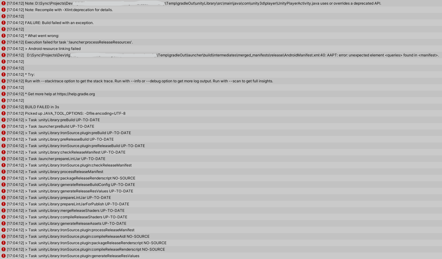 Can't build APK after trying to integrate AdMob (IronSource) - Unity Services - Unity Discussions
