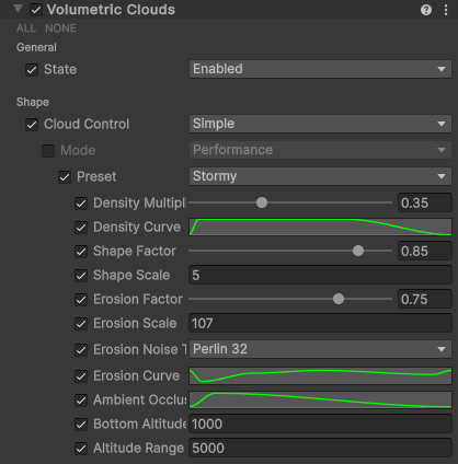 Artifacts caused by volumetric clouds (sky is visible through clouds around alpha-clipped ...