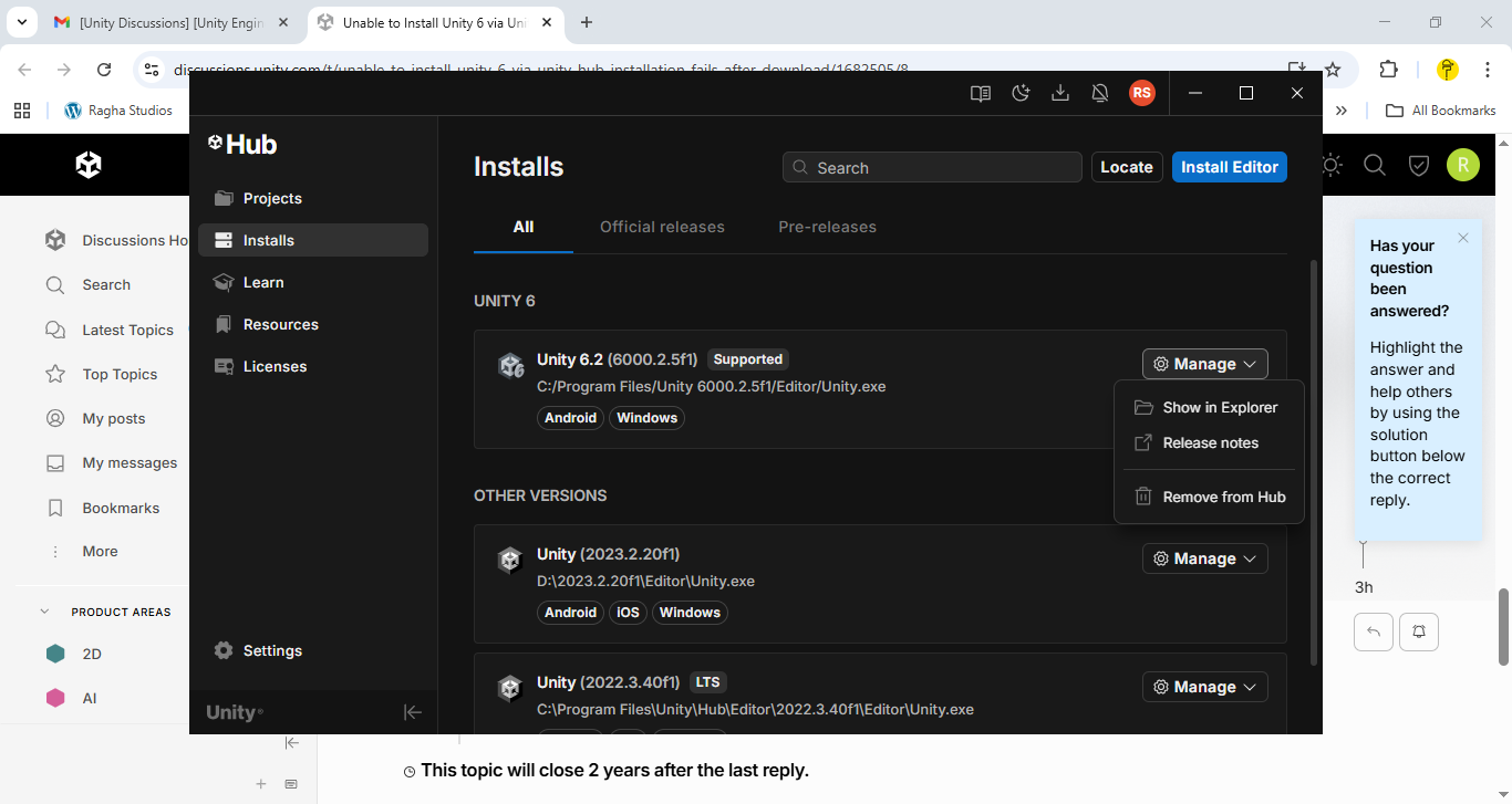 Unable to Install Unity 6 via Unity Hub – Installation Fails After Download - Unity Engine ...