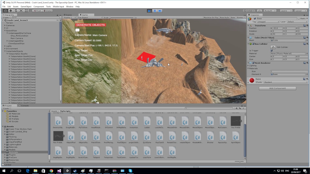 How can i rotate the ship to the Base direction and detect when the spaceship is above the Base ...