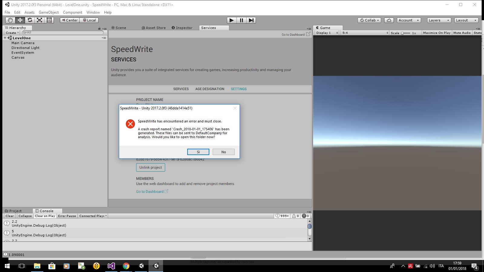 unity 2017 crash - Unity Engine - Unity Discussions