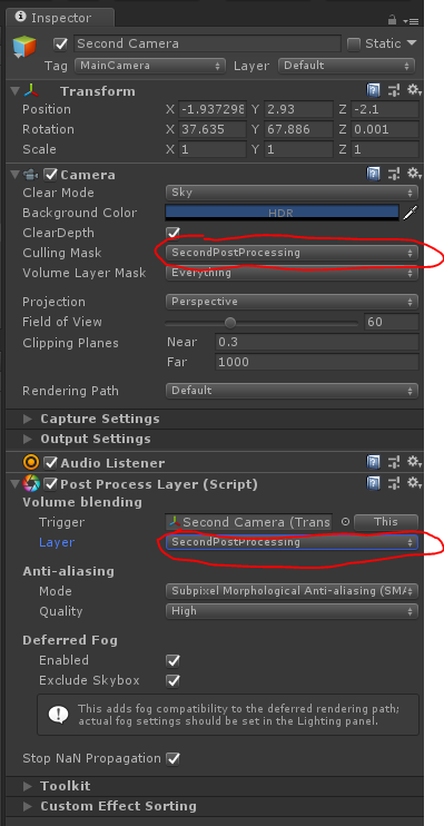 Is there a way to use two cameras with different post-processing settings? - Unity Engine ...