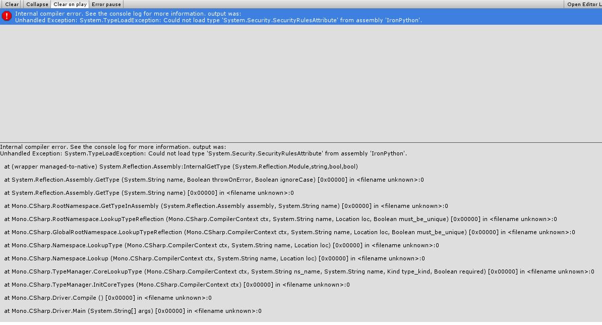 ironPython Error - Unity Engine - Unity Discussions ironPython Error - Unity Engine - Unity Discussions