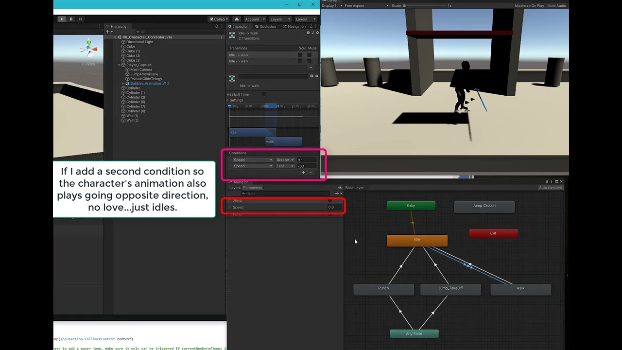 Mechanim doesn't recognize multiple conditions to transition between animations - Unity Engine ...