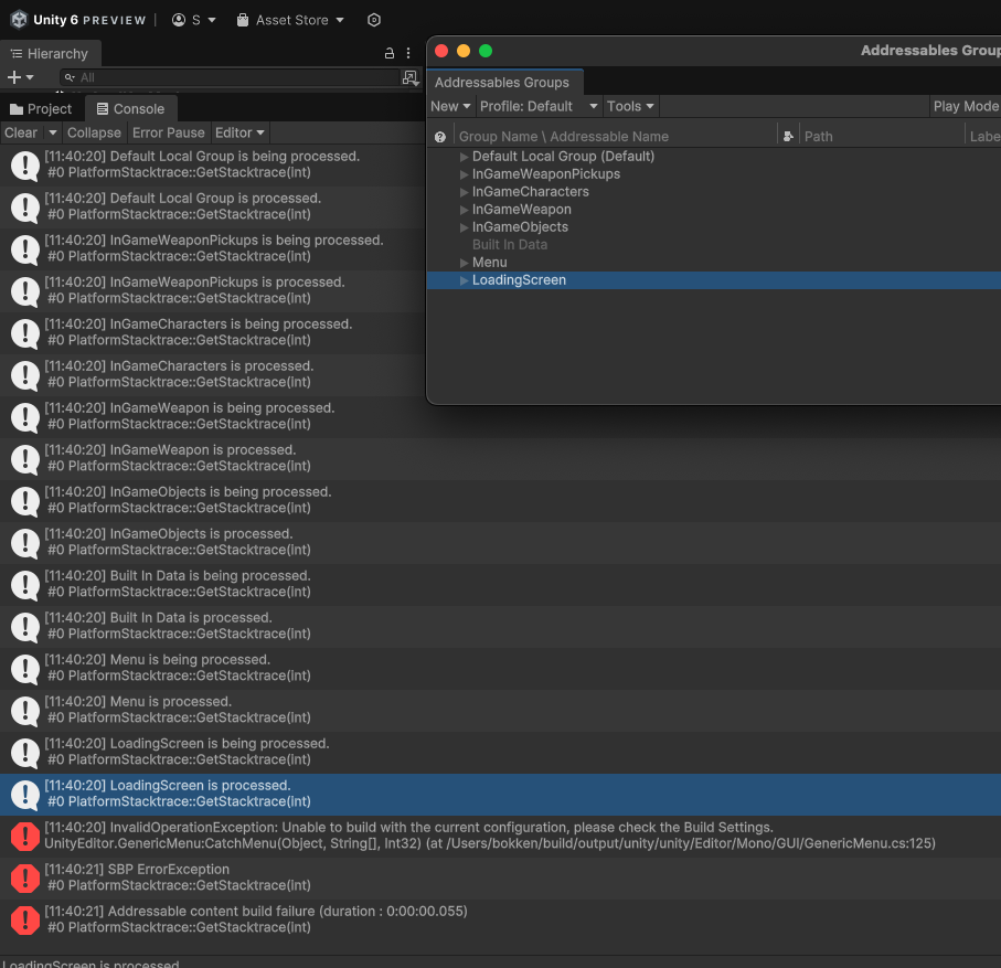 Addressable content build failure when Target Platform is Linux Server - Unity Engine - Unity ...