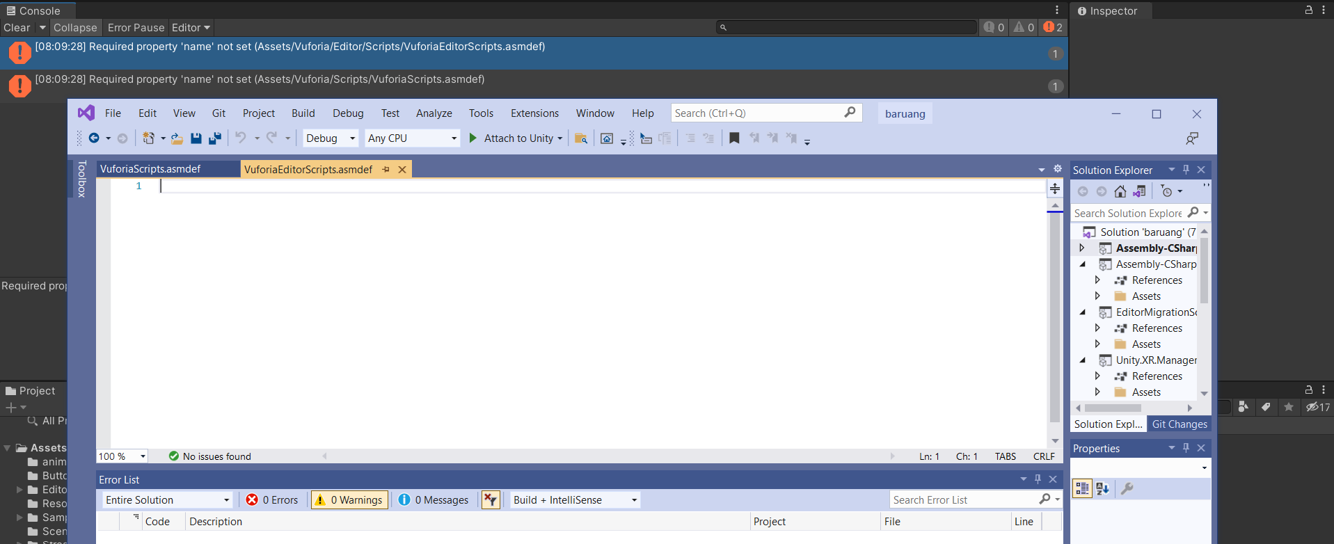 Required property 'name' not set in TestRunner.asmdef - Unity Engine ...