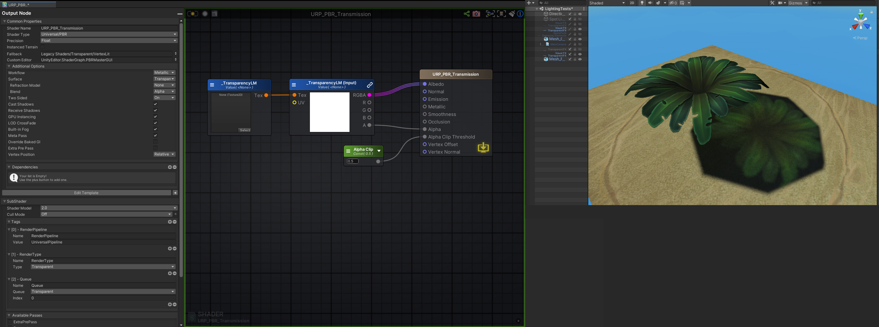 [URP] Correct shadows from materials with alpha masks and question related to translucent ...
