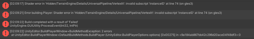 Shader error: invalid subscript 'instanceID' at line 74 (on gles3 ... Shader error: invalid subscript 'instanceID' at line 74 (on gles3 ...