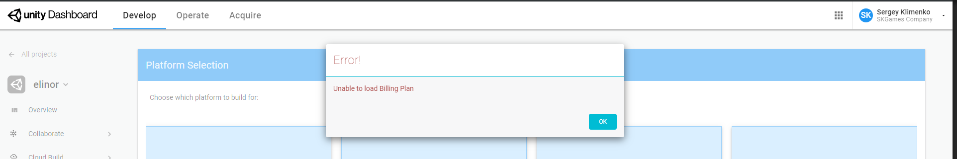 Unable To Load Billing Plan - Unity Services - Unity Discussions