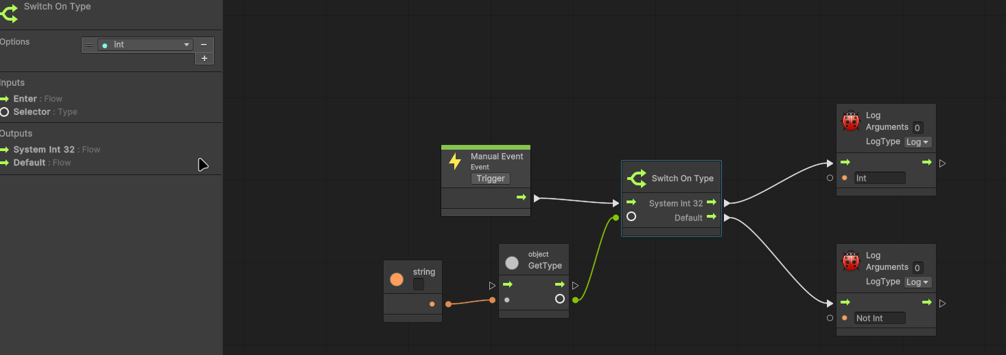 Elegant way to Switch on Type in Visual Scripting, without using ToString? - Unity Engine ...
