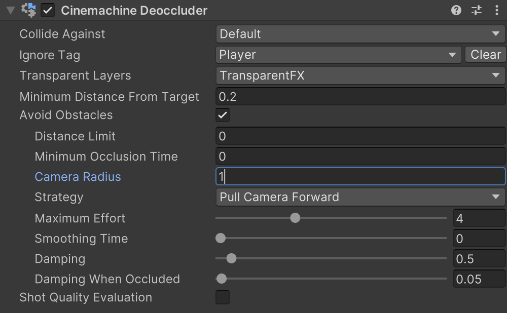Cinemachine deoccluder raycast radius - Unity Engine - Unity Discussions