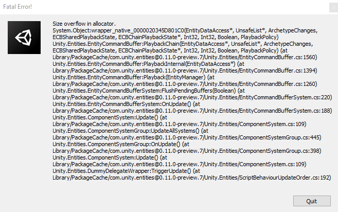 Entitycommandbuffer Fatal Error Unity Engine Unity Discussions
