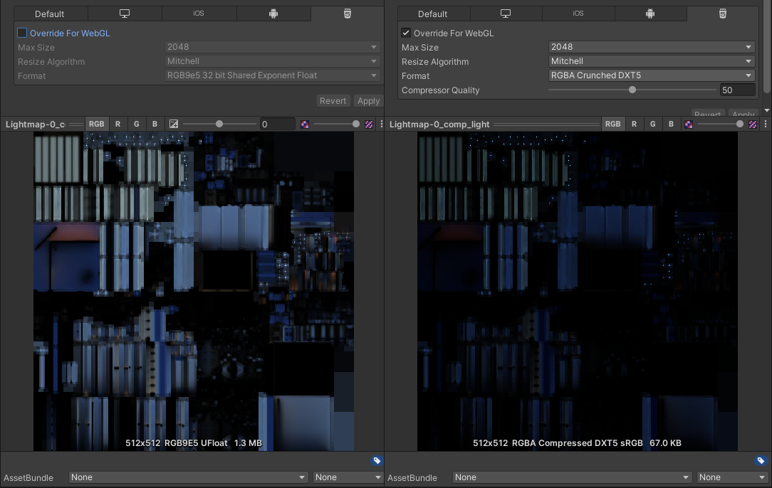 Crunching Lightmaps in WebGL Darkens Them in 2020.3.14 - Unity Engine - Unity Discussions