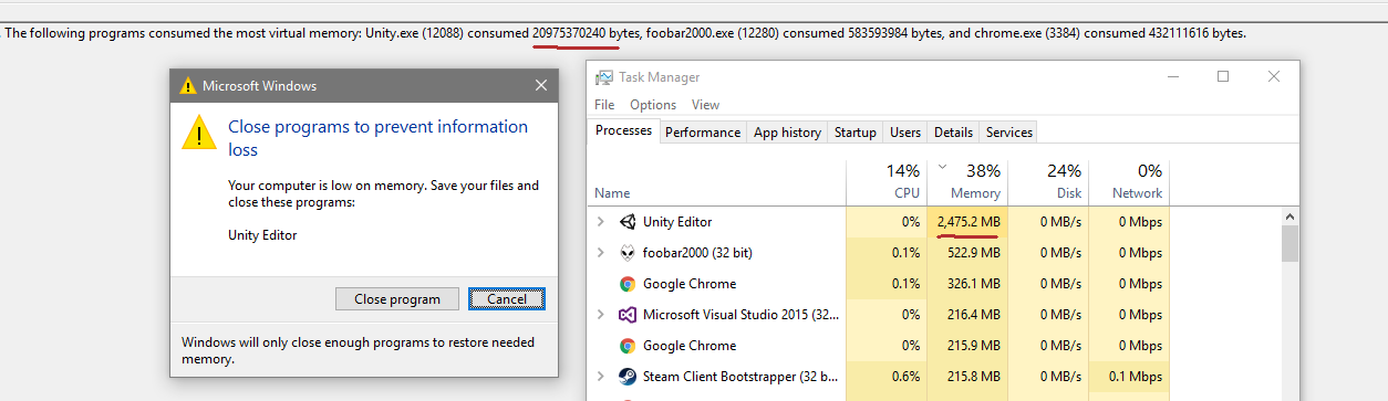Editor leaks memory, reports wrong working set. - Unity Engine - Unity Discussions