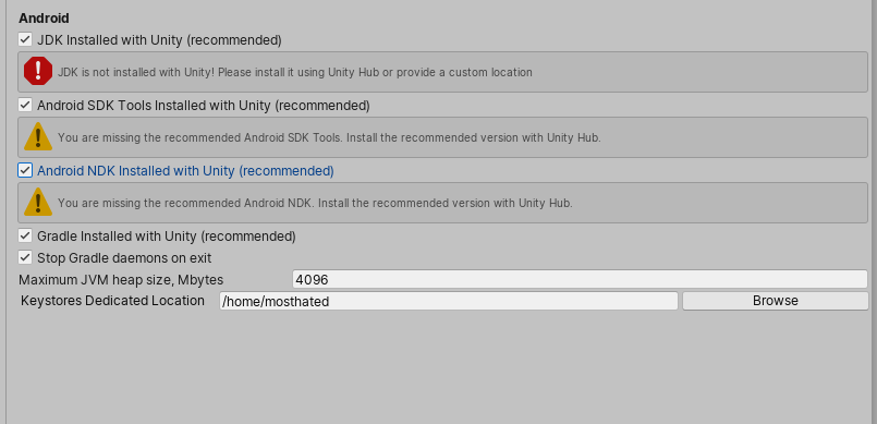 Android JDK, SDK, and NDK not detected when using custom install location - Unity Engine - Unity ...