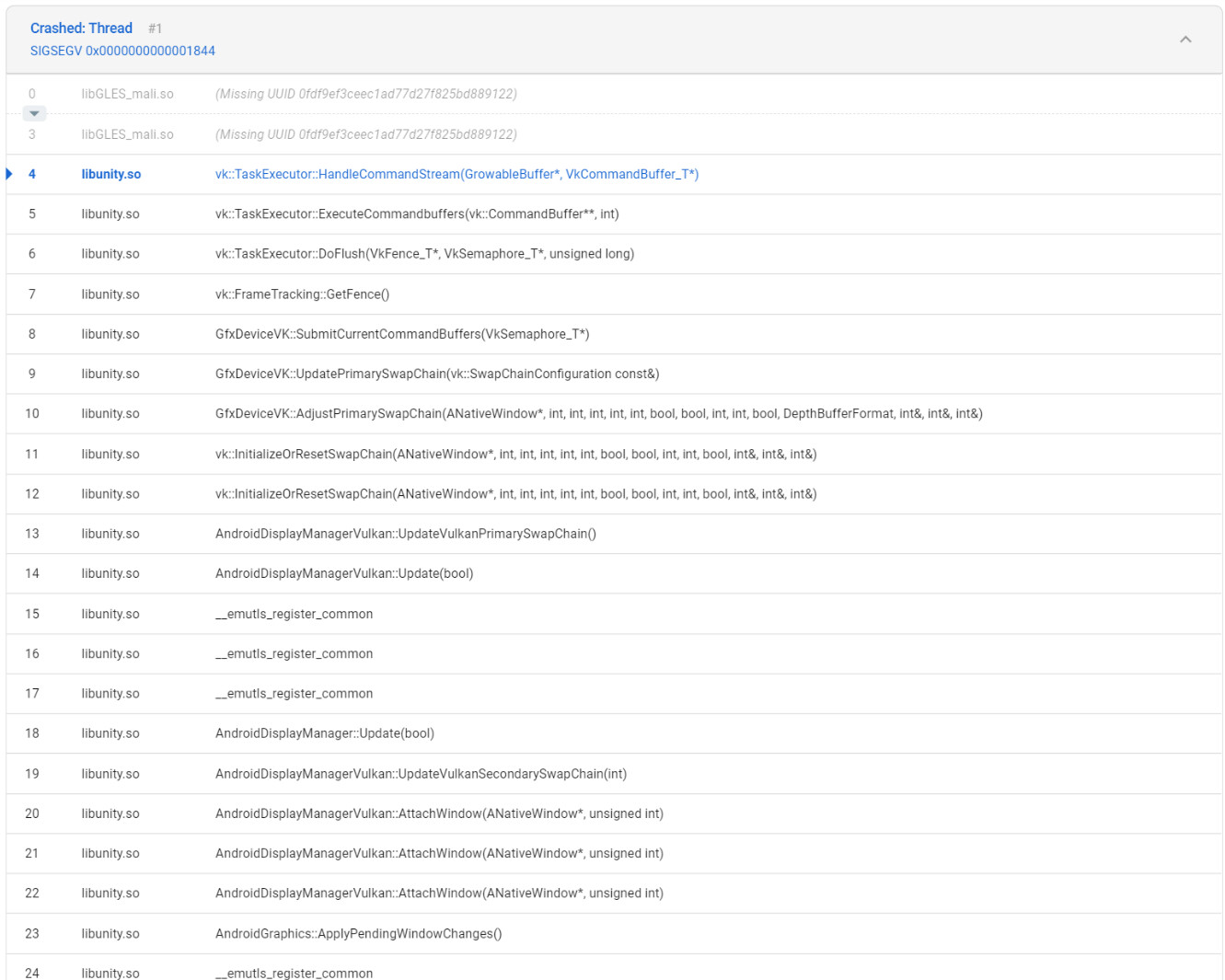 Native crash - Vulkan related - Unity Engine - Unity Discussions