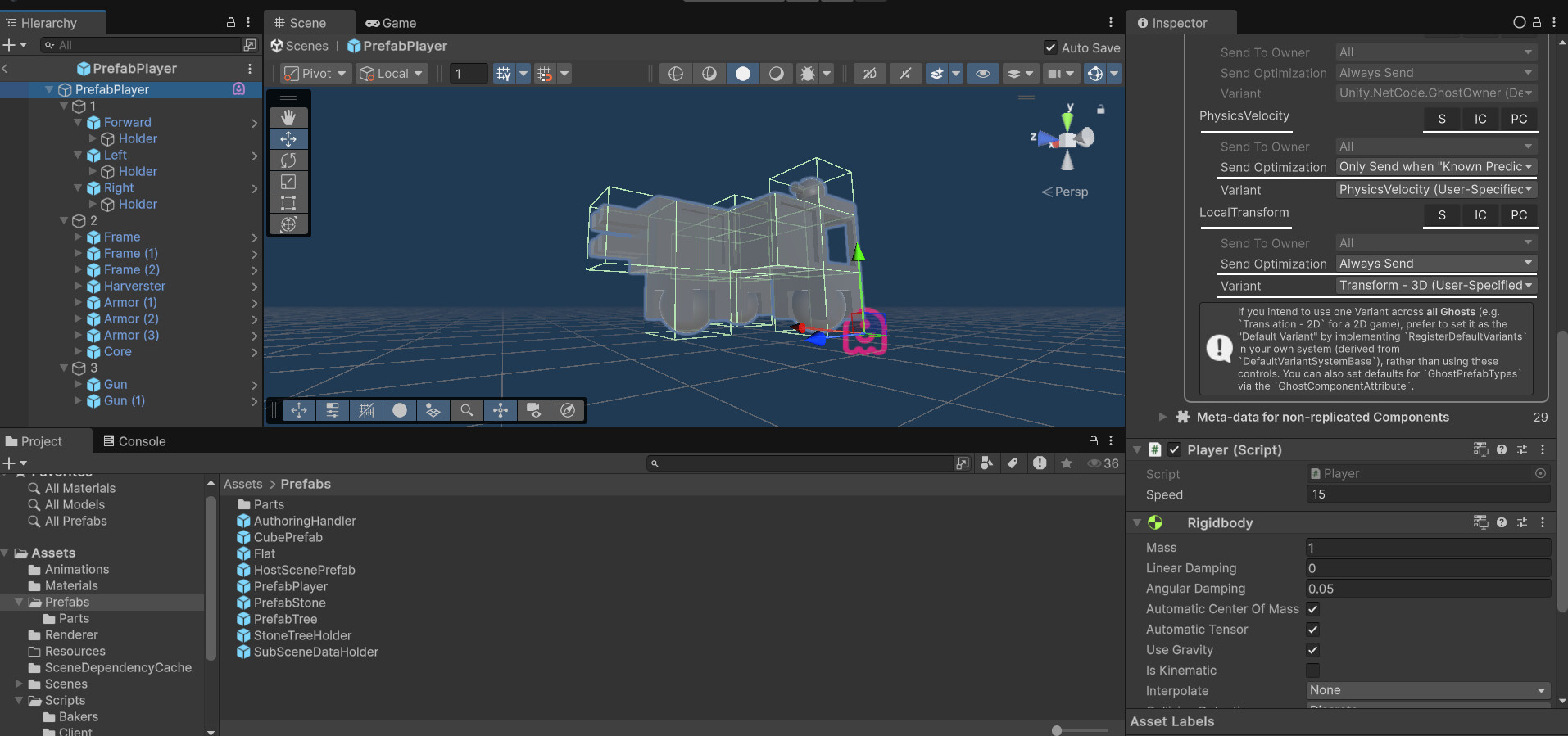 How to Multiple RigidBody in one Ghost Prefab - Unity Engine - Unity ...