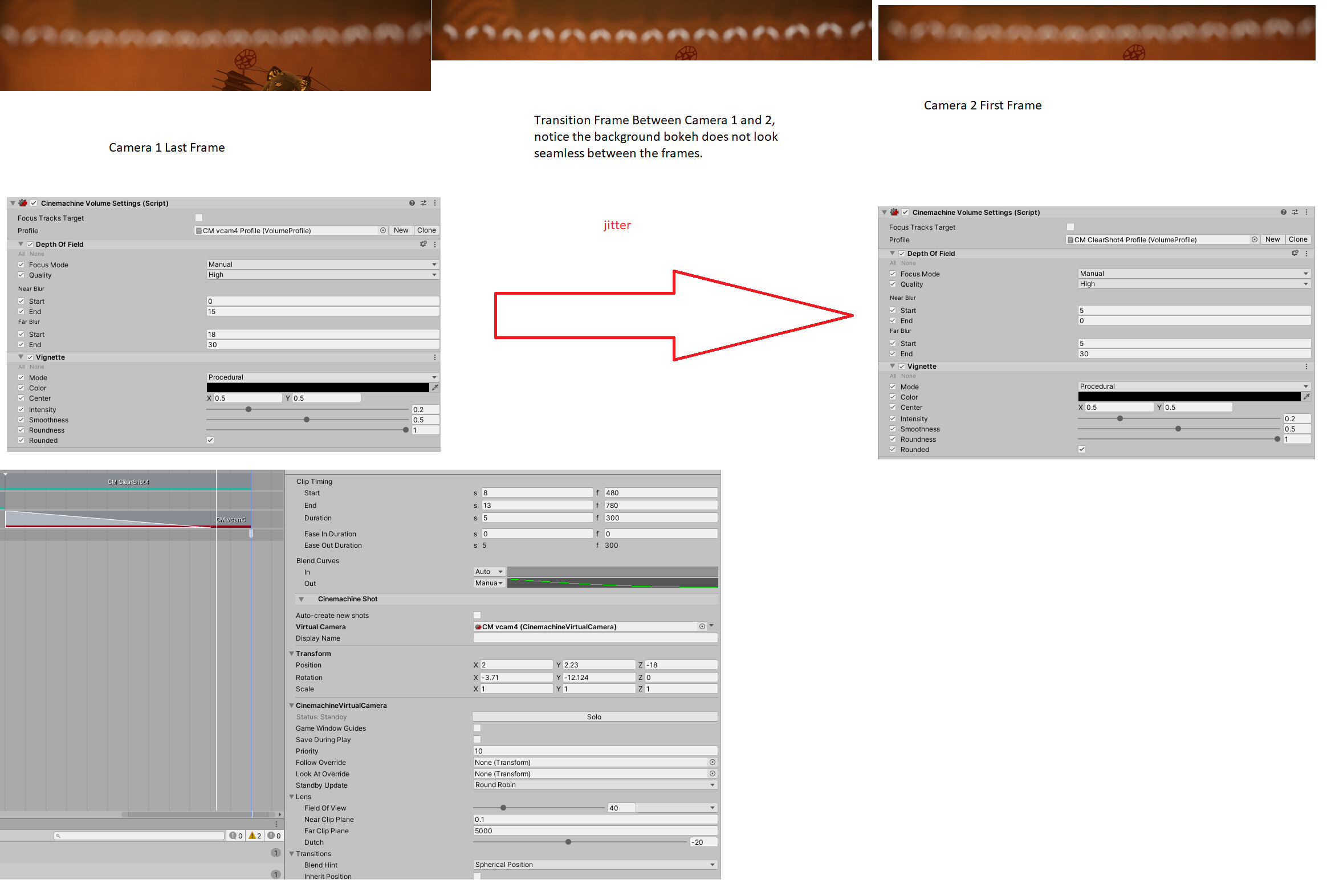 Blending between two virtual camera causes depth of field jitter - Unity Engine - Unity Discussions