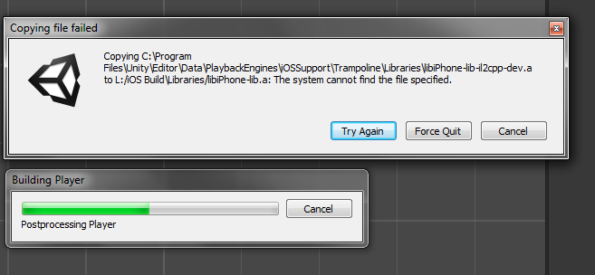 PostProcessing Build Error: Copying File Failed..Again? - Unity Engine - Unity Discussions