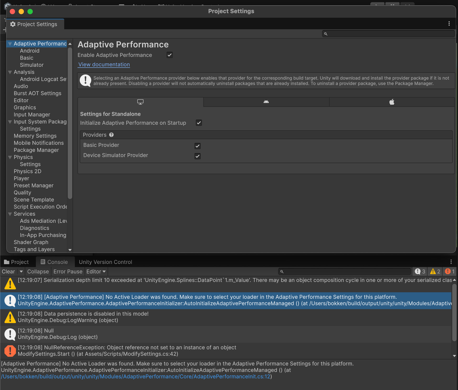 AdaptivePerformance Holder.Instance not working on Unity 6.3 - Unity Engine - Unity Discussions