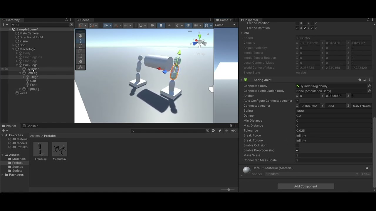 How to emulate a walking robot using rigid bodies and physics? - Unity ...