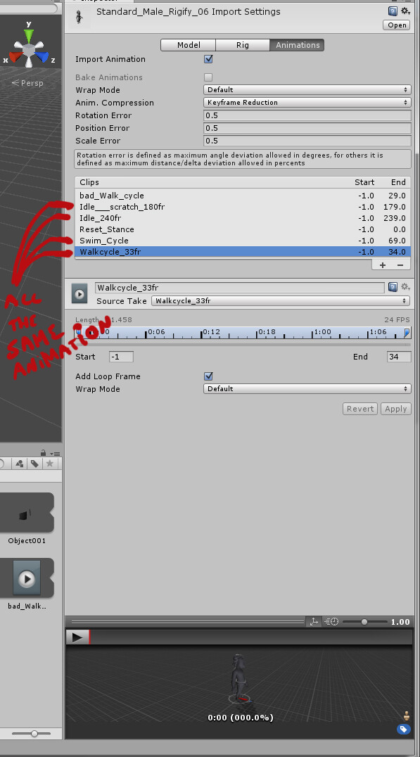 Unity not importing .blend file's animation correctly? Same animation on each clip. - Unity ...