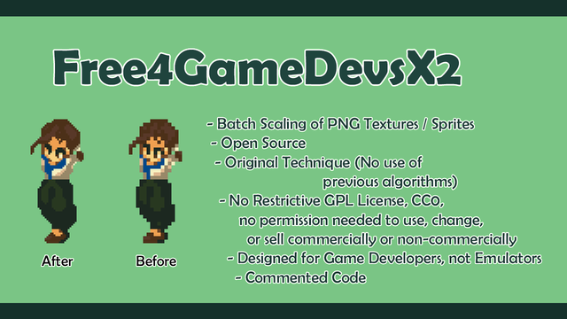 Free4GameDevsX2 Pixel-Art Upscaling - Open Source, Batch, Original ...