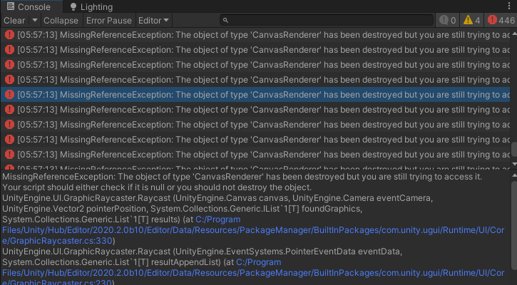 [2020.2.0b10, case 1290917] Destroyed UI object can be added to ...
