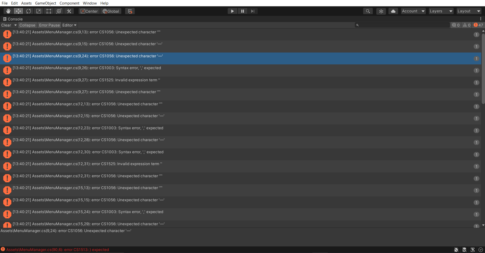 How to fix error CS1056 & CS 1003 in Unity AR Multiuser Application? - Unity Engine - Unity ...