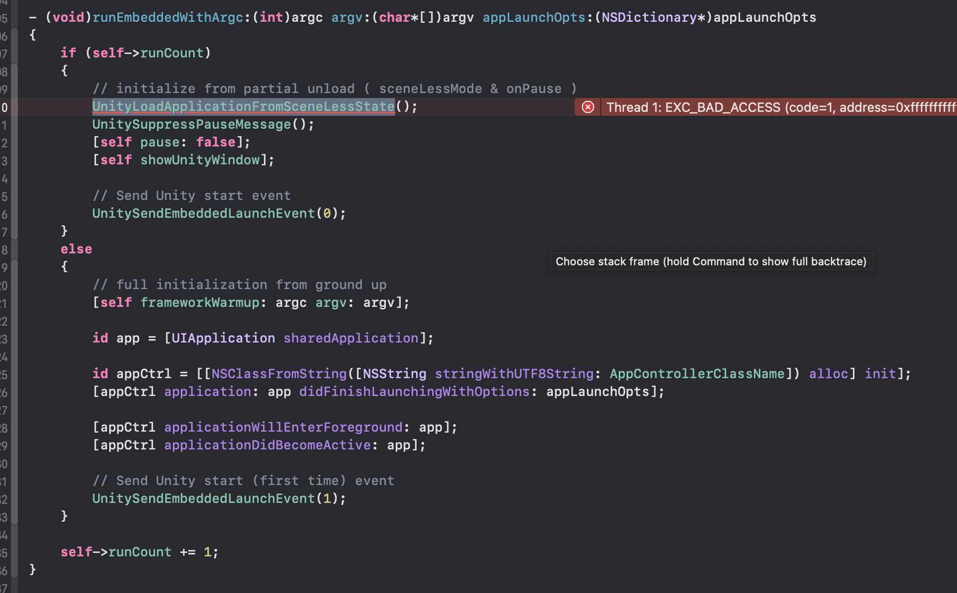 UnityLoadApplicationFromSceneLessState - EXC_BAD_ACCESS on UAAL - News & General Discussion ...