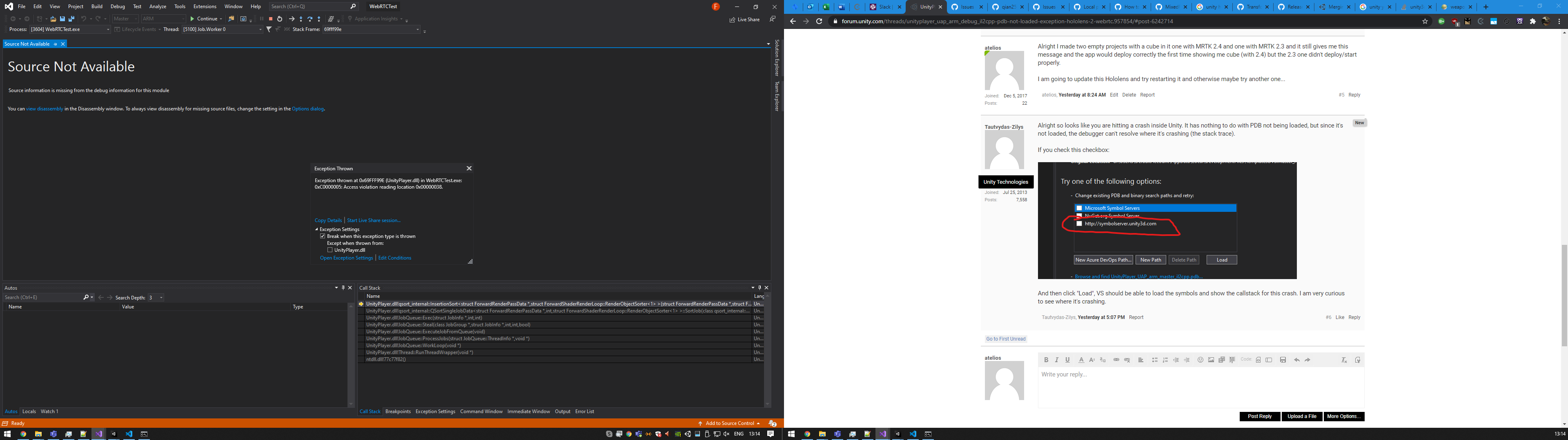 UnityPlayer_UAP_arm_debug_il2cpp.pdb not loaded exception (Hololens 2 WebRTC) - Unity Engine ...