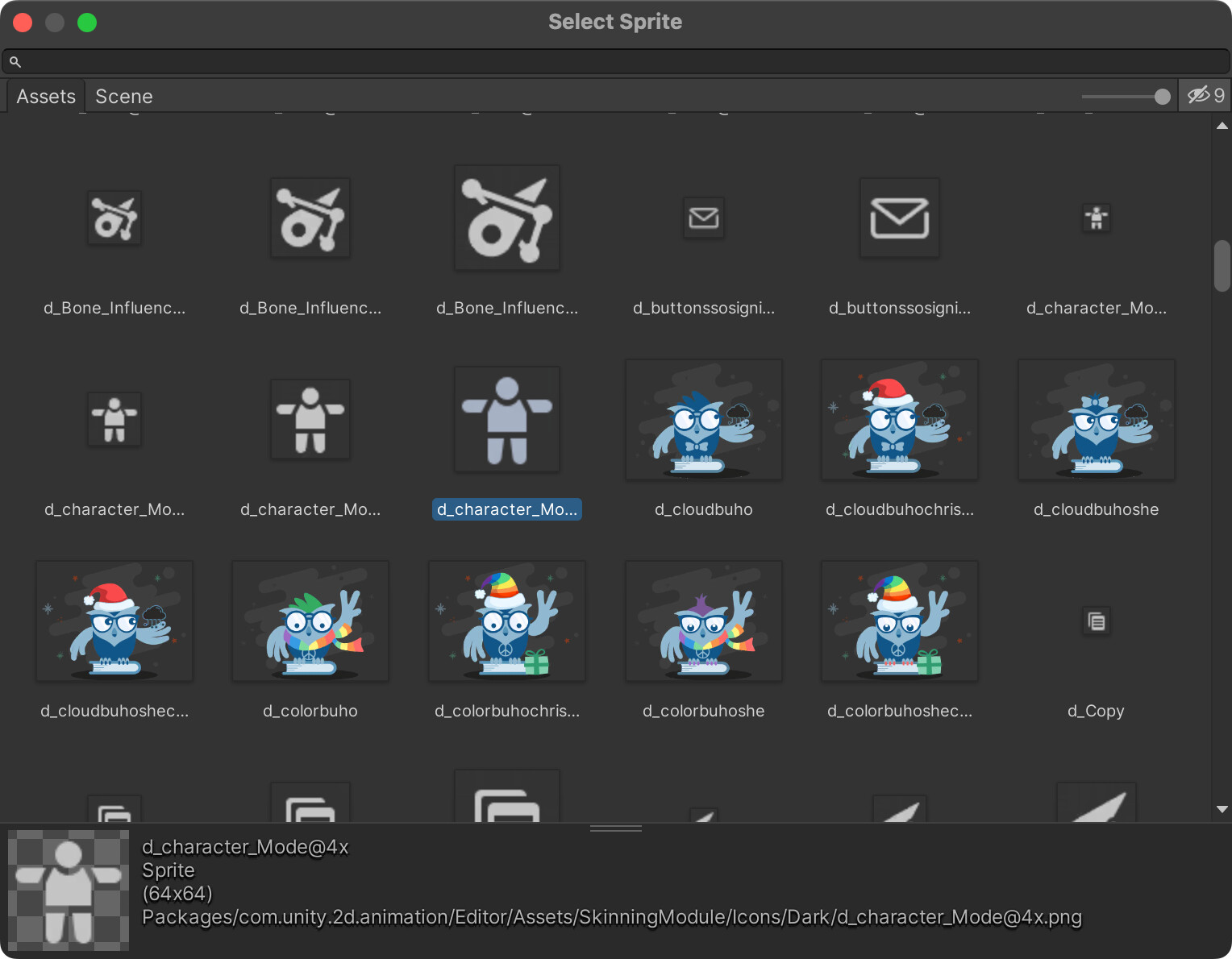 listing package's sprites in the sprite selector clogs up workflow ...