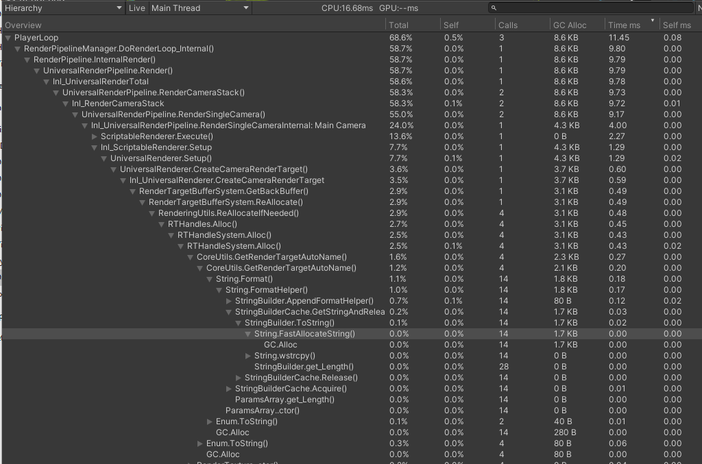 big string allocations (GC.alloc) appearing inside setup of the URP ... big string allocations (GC.alloc) appearing inside setup of the URP ...