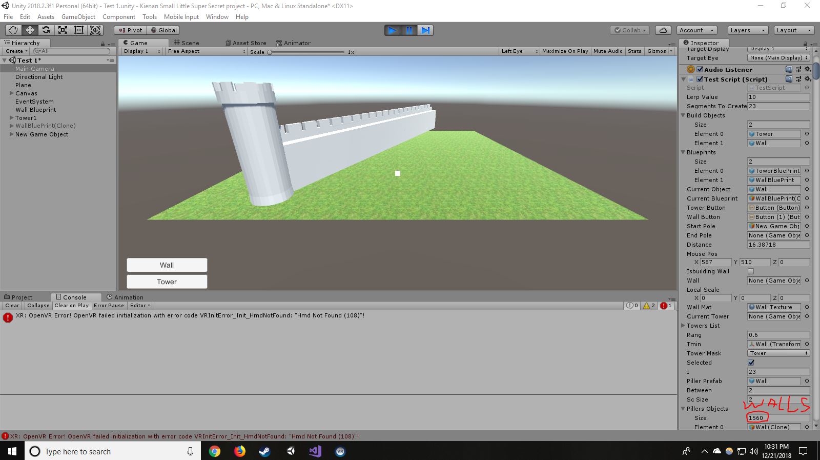 my system for building castles is having problems with walls - Unity Engine - Unity Discussions