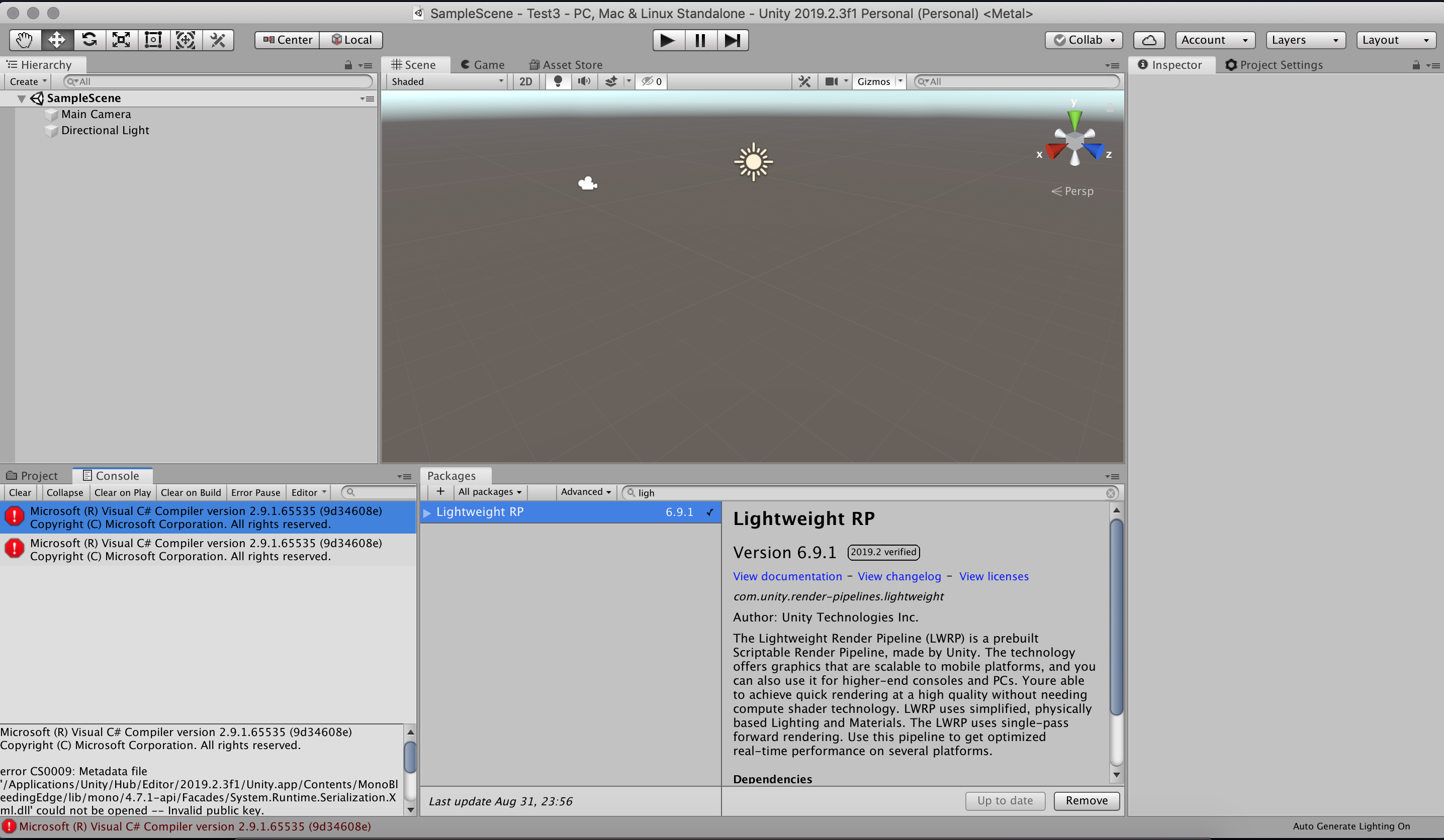 Error on editor Microsoft (R) Visual C# Compiler version 2.9.1.65535 (9d34608e) (Unity 2019.1 ...