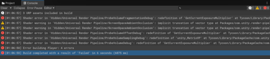 Shader Error Redefinition Of Getcurrentexposuremultiplier Unity Engine Unity Discussions