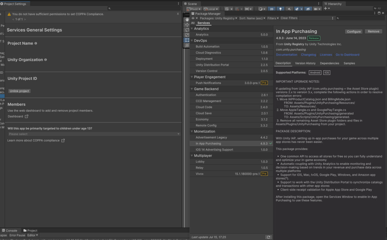 Unable to open "Services" tab - Unity Services - Unity Discussions