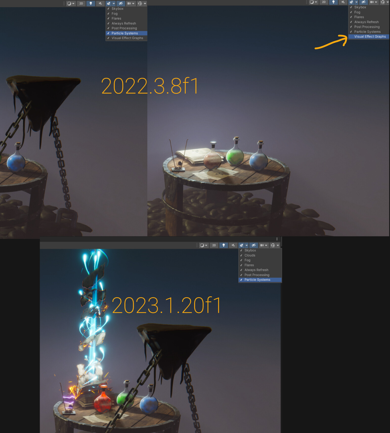 no "Visual Effects Graph" toggle anymore in scene view after update to 2023 - Unity Engine ...