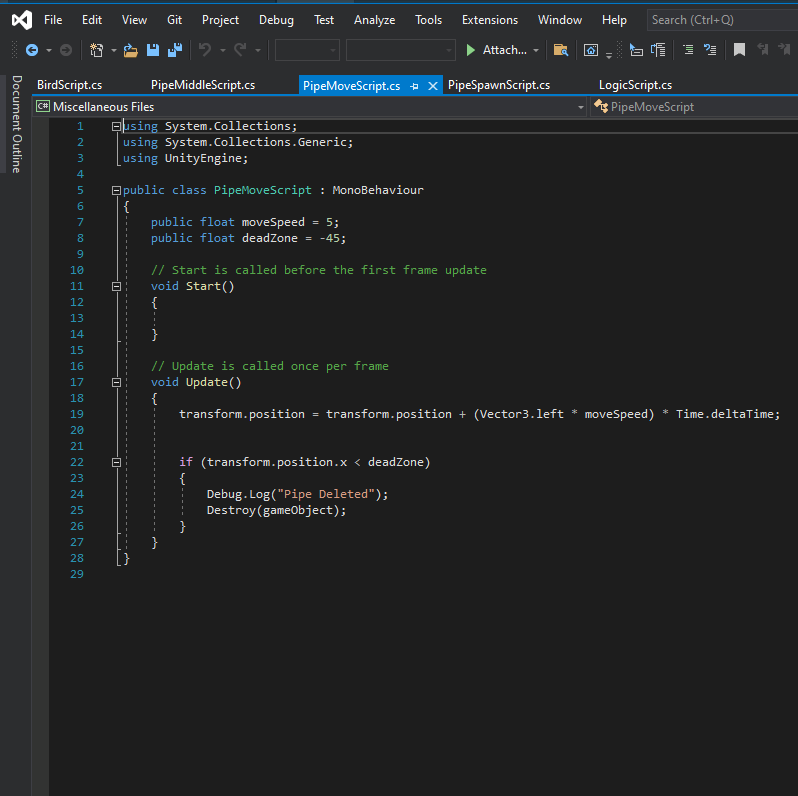 Making A Function That Speeds Up My Flappy Bird Tutorial Every 25 Pipes Unity Engine Unity
