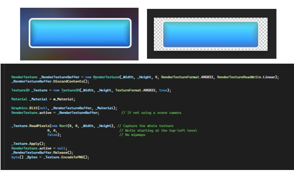 Save material to image file code not working for multipass UI Shader - Unity Engine - Unity ...