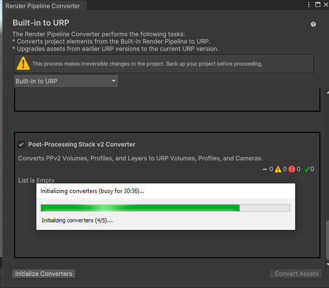 URP material converter loading forever/stuck (Unity 2021.2 beta ...