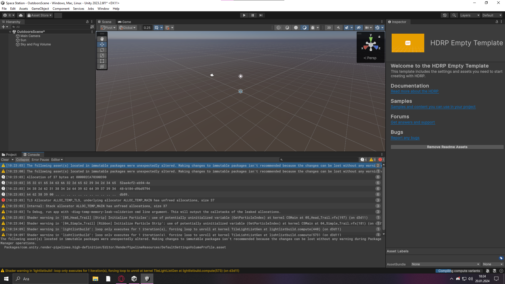 Console Errors on Empty HDRP Project - Unity Engine - Unity Discussions