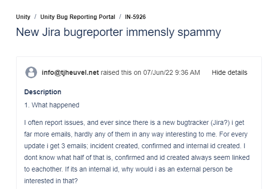 Where to configure "Unity Bug Reporting Portal" email notifications ...