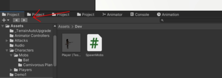 Unity have to have Back / Forward buttons of project tab history ...