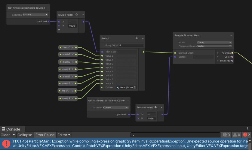 Using a switch node to spawn particles on multiple skinned meshes - Unity Engine - Unity Discussions