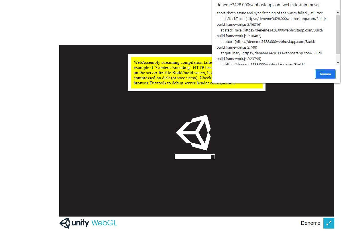 WebAssembly streaming compilation failed! This can happen for example if "Content-Encoding" HTTP ...