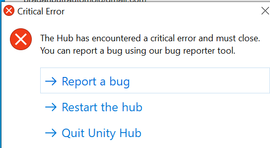Unity HUB Bug Error - Unity Engine - Unity Discussions Unity HUB Bug Error - Unity Engine - Unity Discussions